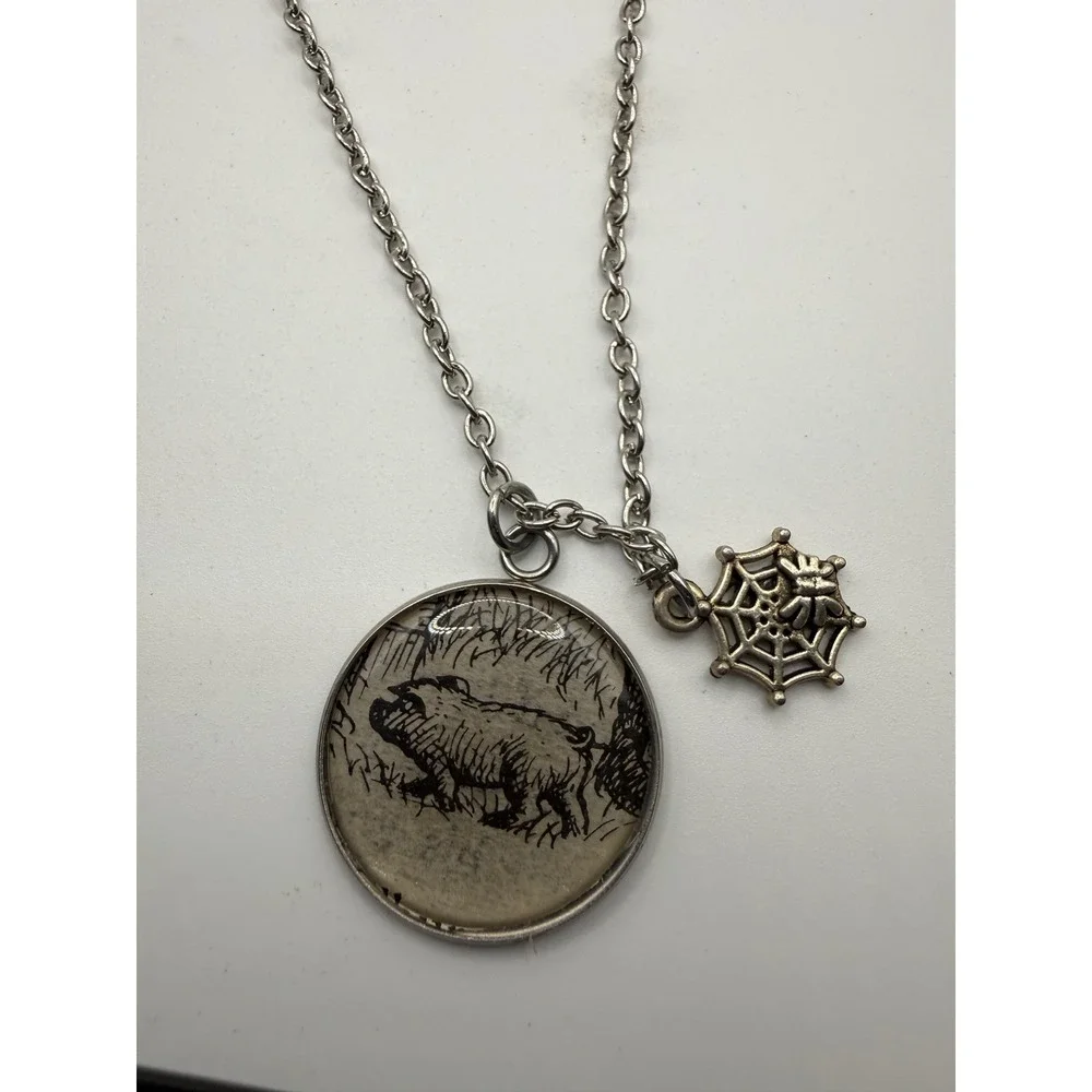 Jewelry | Charlottes Web Wilbur Pig Spider Web Pendant Necklace Silver ...